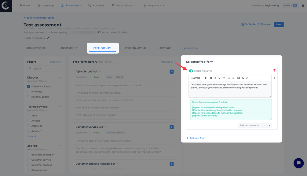 Custom multiple choice, short answer, and free-form questions