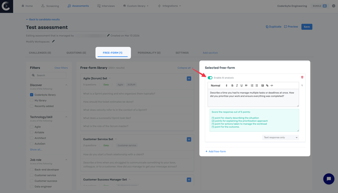 Custom multiple choice, short answer, and free-form questions