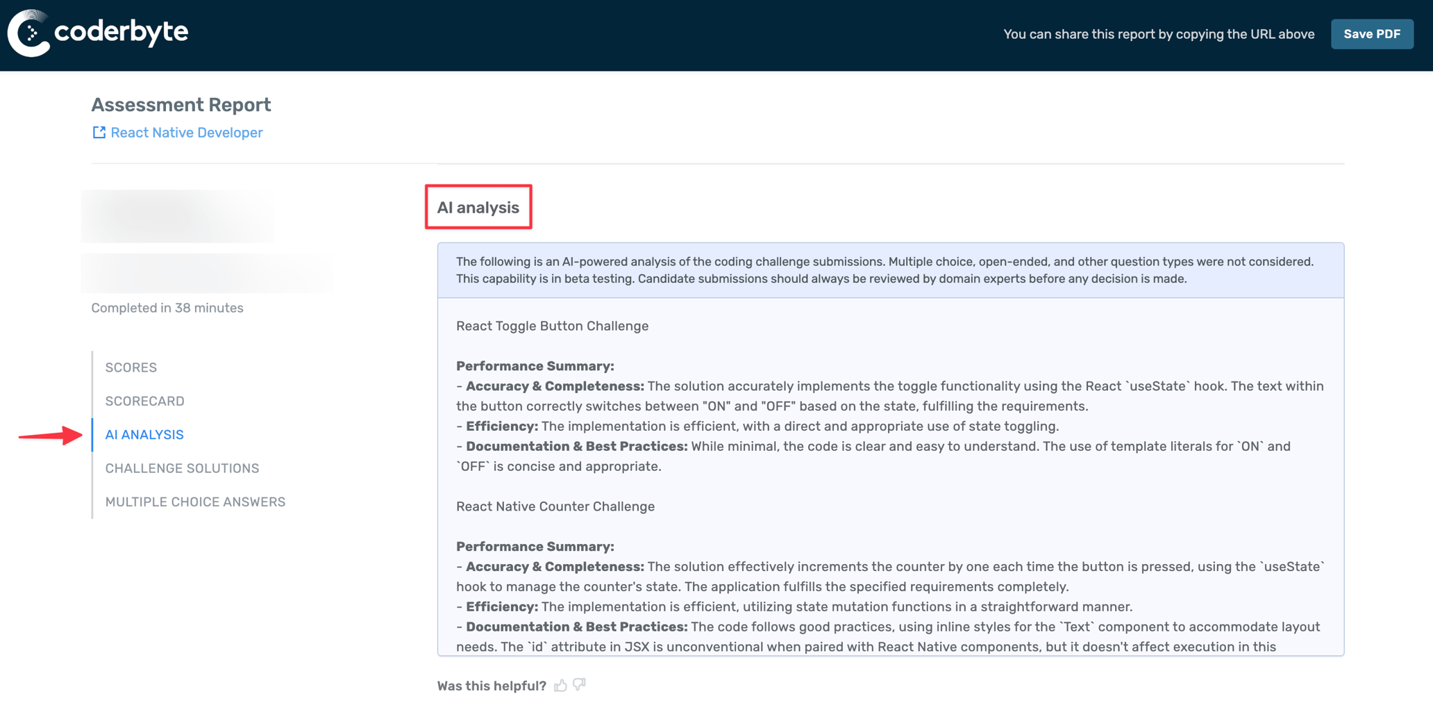 AI-powered candidate report analysis