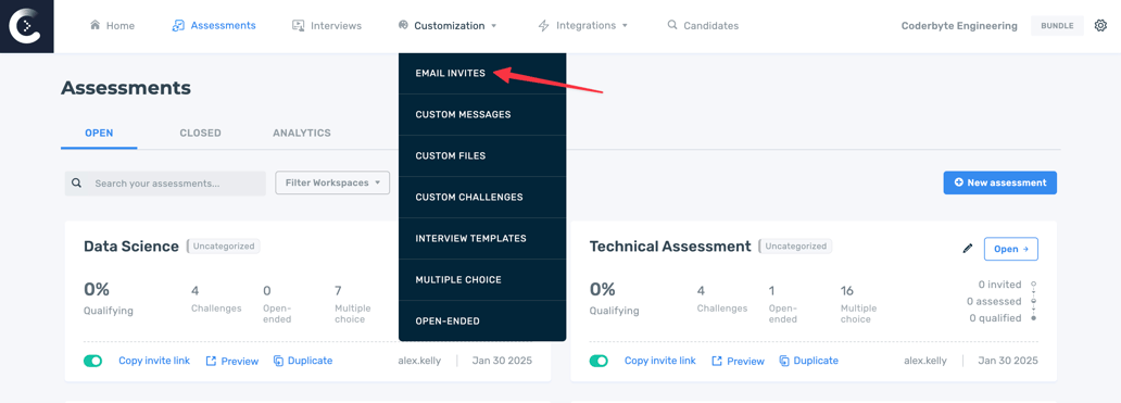 Custom email invitations