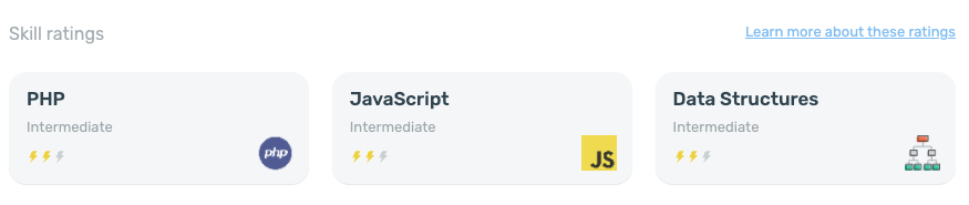 Skill ratings in candidate reports